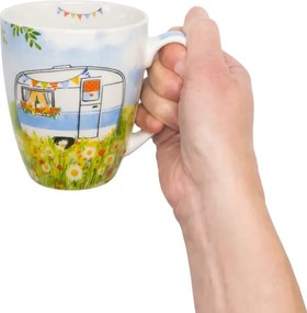 Porcelánový hrnek Prázdniny v karavanu, 350 ml – retro karavan, hrnek pro cestovatele a karavanisty