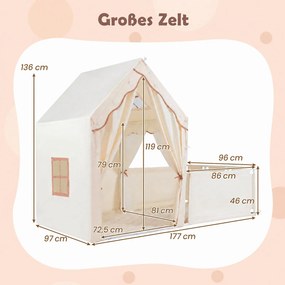 Costway 2 v 1 Dětský stan a ohrádka se světýlky a omyvatelnou podložkou dětský