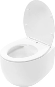 Rea Lars, závěsná WC mísa Rimless 50x37x29 cm včetně sedáku s pomalým zavíráním, bílá, REA-C9500