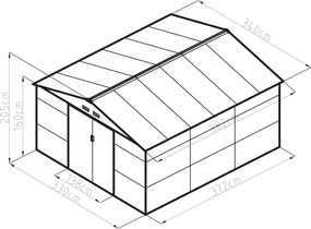 Zahradní domek G21 GAH 1300 - 340 x 382 cm, antracitový [63900695]