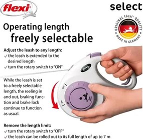 Flexi Select M pásek 7m světle šedo-fialové / Vodítko