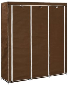 Šatní skříň s přihrádkami a tyčemi hnědá 150x45x175 cm textil 282454