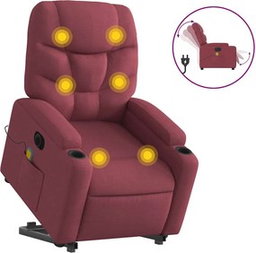 Elektrické zvedací masážní polohovací křeslo vínové textil 3204635