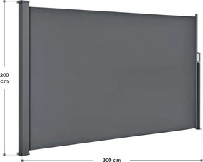 Goleto Venkovní boční markýza na zastínění terasy 200 x 300 cm | tmavě šedá