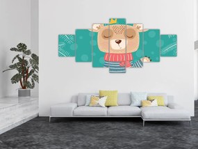 Obraz - Mávající medvídek (210x100 cm)