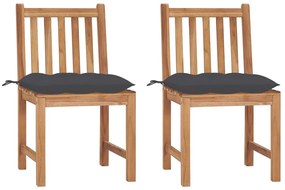 Zahradní židle 2 ks s poduškami masivní teakové dřevo,  3062931