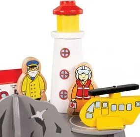 Bigjigs Rail Tunel s majákem a heliportem / od 3 let