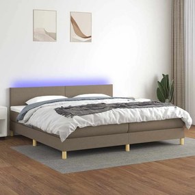 Box spring postel s matrací a LED taupe 200x200 cm textil 3133585