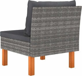 Středové pohovky 3 ks polyratan a masivní eukalyptové dřevo 315759