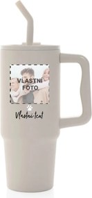 Personalizovaná nerezová termoska s barevným víčkem s fotkou mazlíčka a textem