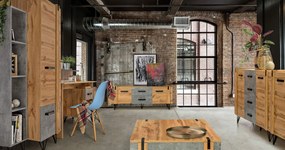 Komoda LOFTER 06 beton millenium + dub wotan