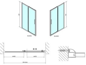 Polysan Lucis Line Sprchové dveře 100 cm, chrom/čiré sklo, DL1015