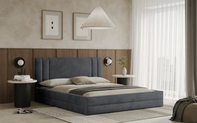 Postel ALCAMO 140x200 tmavěšedá s úložným prostorem