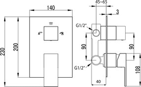 Sapho GINKO 1101-44 sprchová podomítková baterie páková 3 výstupy