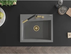 Mexen Oscar, 1-komorový granitový dřez 580x490x205 mm, šedá, 6519581000-71-G