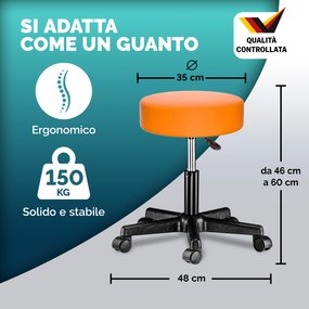 Pojízdná stolička umělá kůže sada 2 ks oranžová 360° otočný