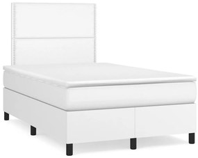 Box spring postel s matrací bílá 120x190 cm umělá kůže