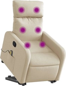 Zvedací masážní polohovací křeslo krémové textil 3206716