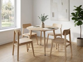 Kulatý jídelní stůl NELVO 90 cm, travertine/kašmír
