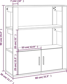 vidaXL Příborník 80 x 30 x 90 cm kompozitní dřevo [819460] Barva: Betonová šedá