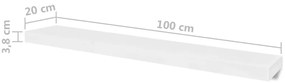 Nástěnná police 4 ks - bílá | 100 cm