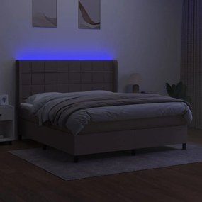 Box spring postel s matrací a LED taupe 180x200 cm textil 3138337