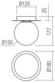 Redo 01-3128 - Stropní svítidlo HAIKU 1xE14/28W/230V pr. 18 cm mosaz