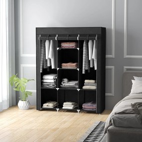 HOMCOM Látková šatní skříň s tyčí na šaty 8 úrovní 125x43x162,5cm světle šedá prostorově úsporná skládací skříň do předsíně a ložnice | Aosom.de