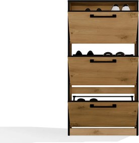 Výklopný botník PAULA dub artisan s černými hranami