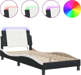 vidaXL Rám postele s LED osvětlením 100 x 200 cm umělá kůže [3214094] Barva: Černá