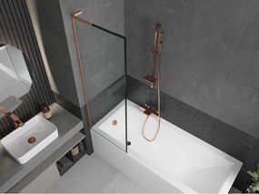 Mexen Next L, 1-křídlová vanová zástěna 60 x 150 cm, 6mm čiré sklo-černý vzor, ​​měděný profil, 895-060-000-03-70-65