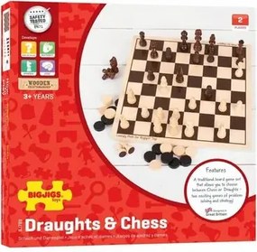 Bigjigs Toys Dřevěné šachy a dáma / od 3 let