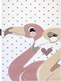 Detský kusový koberec Petit Flamingos hearts cream, 160x220, ružová, detská izba, Dywany Łuszczów