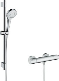 Hansgrohe Croma Select S, sprchová sada Vario s termostatem Ecostat 1001 CL a sprchovou tyčí 72 cm, bílá/chromová, HAN-27833400