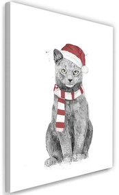 Gario Obraz na plátně Vánoční kočka v červené čepici - Rykker Rozměry: 40 x 60 cm