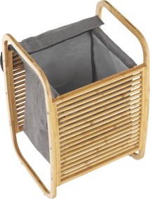 Koš na prádlo, přírodní bambus/šedá, POKO DOPRODEJ