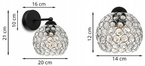 Nástěnné svítidlo Crystal 1, 1x stříbrné křišťálové stínítko