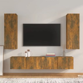4dílný set TV skříněk kouřový dub kompozitní dřevo 3114203