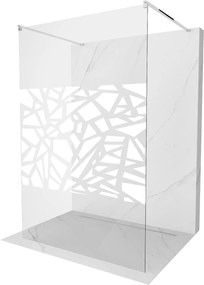 Mexen Kioto, průchozí sprchová zástěna 130 x 200 cm, 8mm sklo čiré/bílý vzor, 2x chromová stabilizační rozpěra, 800-130-002-01-85