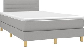 Box spring postel s matrací a LED světle šedá 120x200 cm textil 3133781