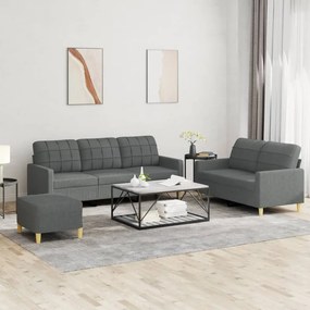 3dílná sedací souprava s poduškami tmavě šedá textil 3201315
