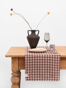 Lněný stolní běhoun Chocolate Gingham