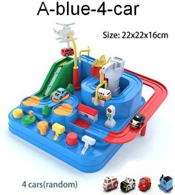 Vzdělávací dobrodružná autodráha Varianta: A-blue-4-car - 22x22x16 cm + 4 náhodná auta