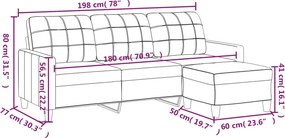 3místná pohovka s podnožkou krémová 180 cm umělá kůže 3201015