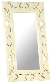 Ručně vyřezávané zrcadlo bílé 80 x 50 cm masivní mangovník - Default Title