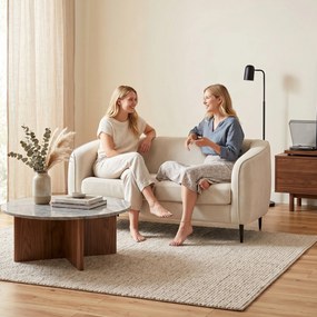 HOMCOM dvoumístná sametová pohovka, moderní obývací pohovka 160 cm, široké čalouněné sedadlo, tlustý polštář s kapslovými pružinami, béžová