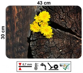 Prostírání - 077, Žluté květiny na starém dřevě