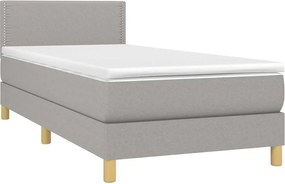 Box spring postel s matrací a LED světle šedá 90x200 cm textil 3133605