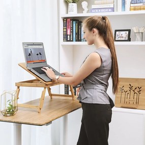 Bambusový stůl na laptop, výškově nastavitelný skládací držák na laptop