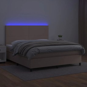Box spring postel matrace a LED cappuccino 180x200cm umělá kůže 3135842